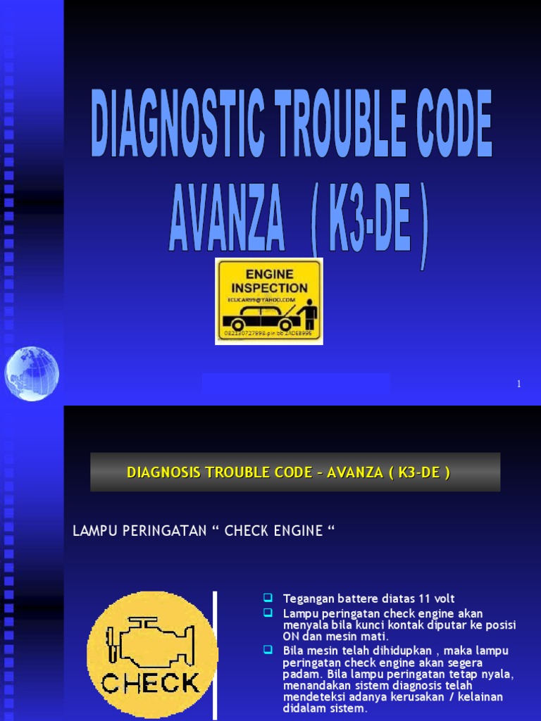 Diagnostic Trouble Code Avanza K3-DE Avanza - 1 | PDF