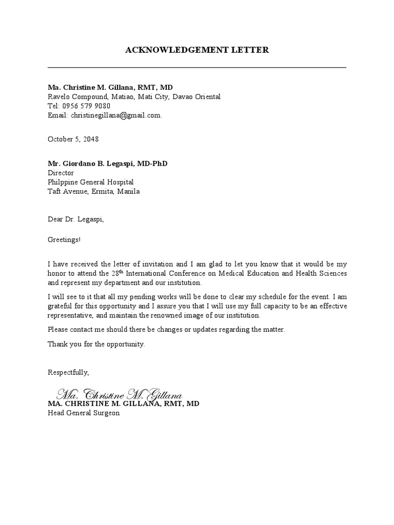 Letter of Acknowledgement | PDF