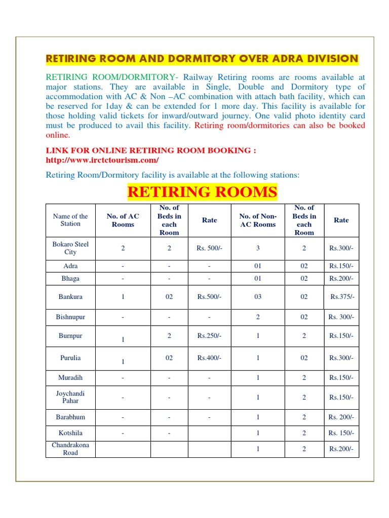 1455087080560-Retiring Room & Dormitory | PDF | Dormitory | Transport