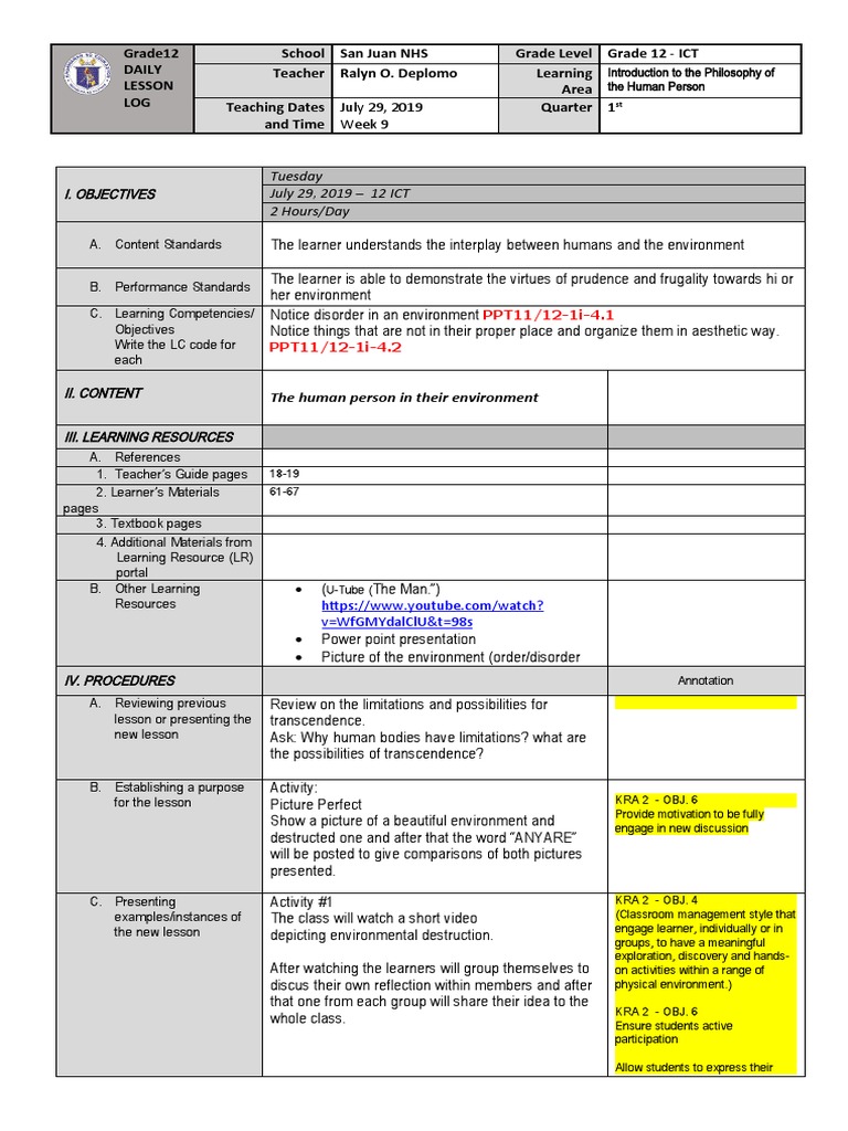 sAMPLE DLL FOR COT KRA 2 | PDF | Educational Technology | Teachers