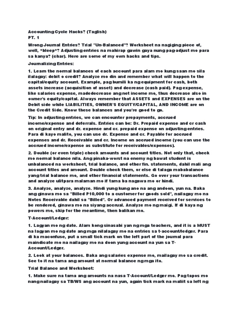 Accounting Cycle Hacks | PDF | Expense | Bad Debt