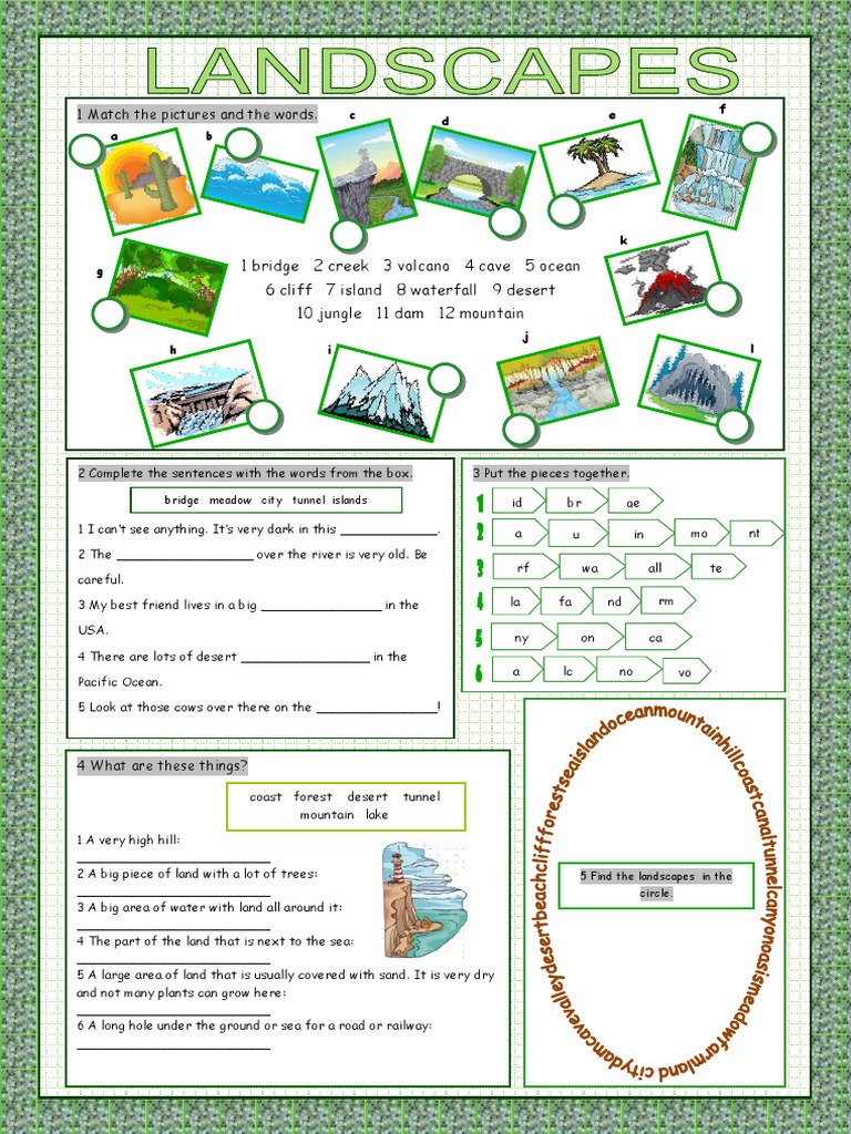 Landscapes Vocabulary Exercises Icebreakers Oneonone Activities Reading ...