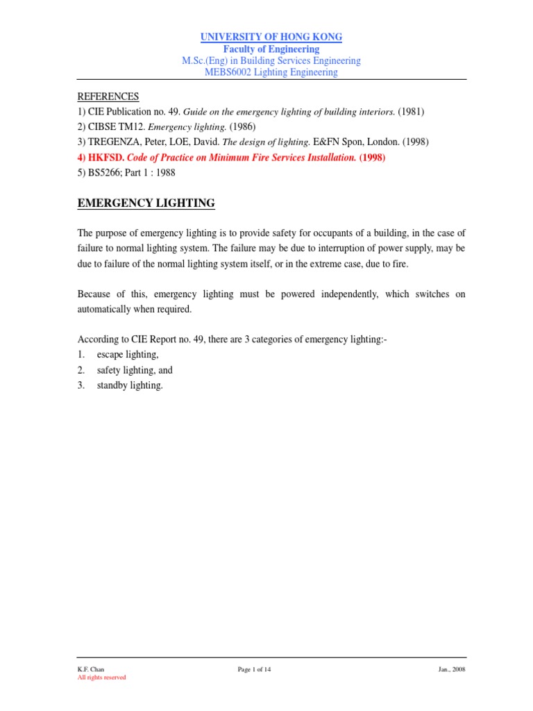 8 Emergency Lighting A | PDF | Lighting | Stairs