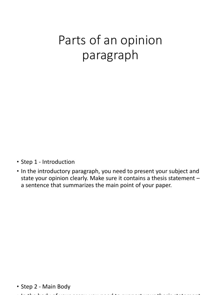 Parts of An Opinion Paragraph | PDF