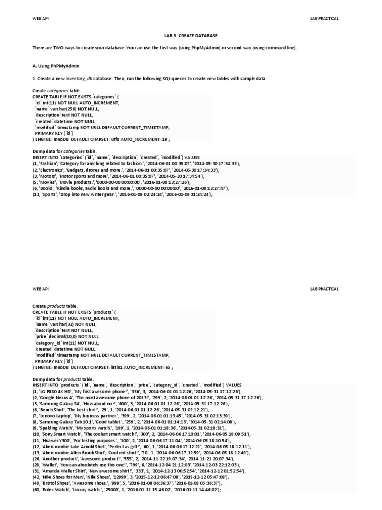 Lab 3 Create Database Pdf Databases Data Management 0869