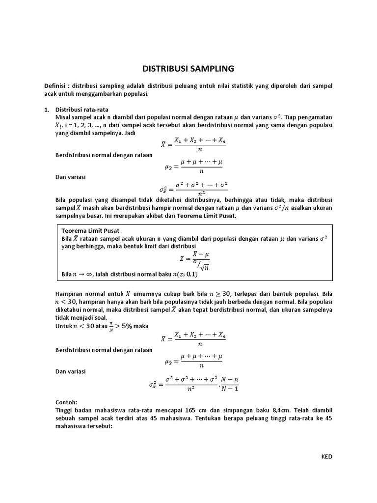 Distribusi Sampling dan Proporsi | PDF
