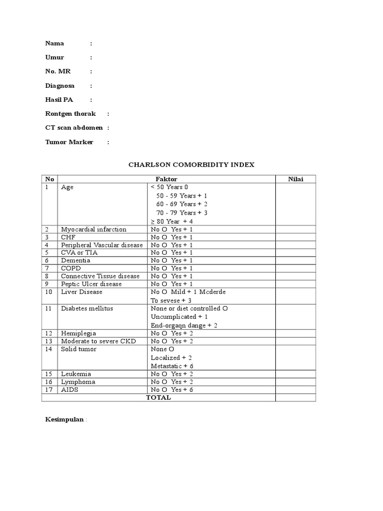 Charlson Comorbidity Index Guide | PDF