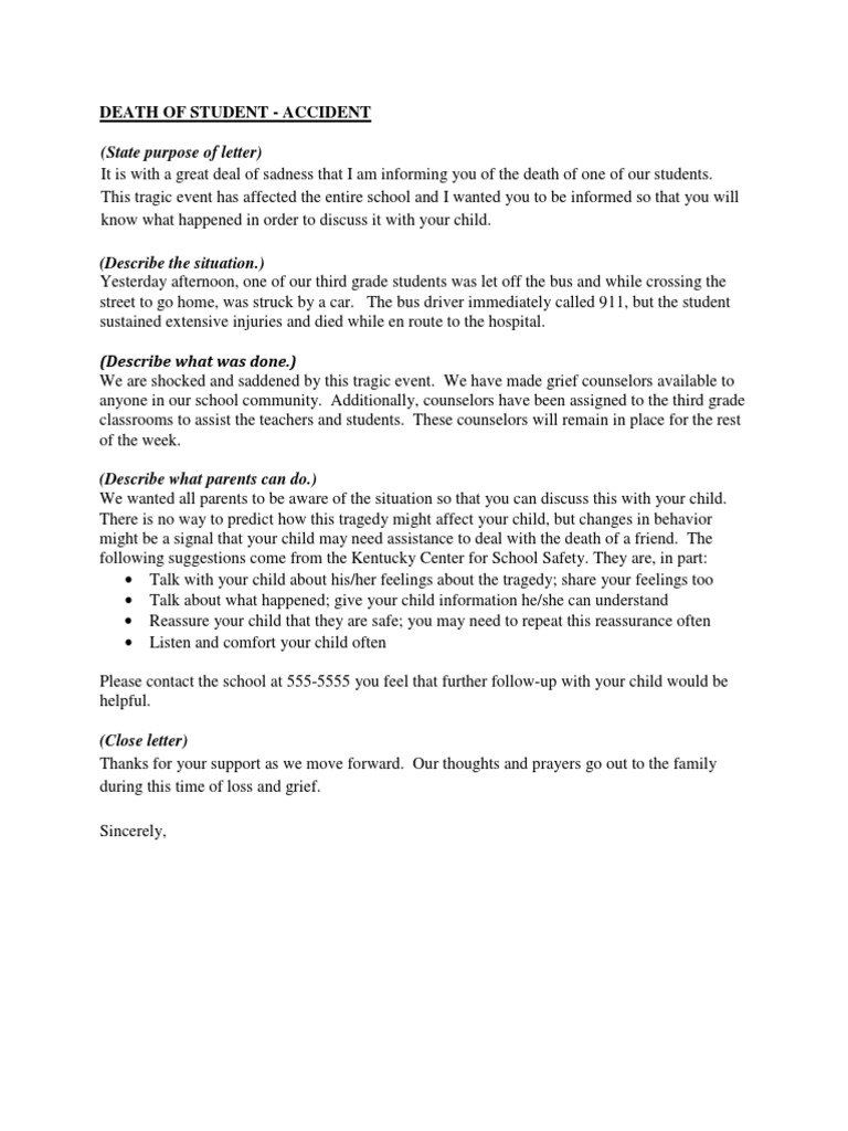 Student Death - Letter | PDF | Self-Improvement | Wellness
