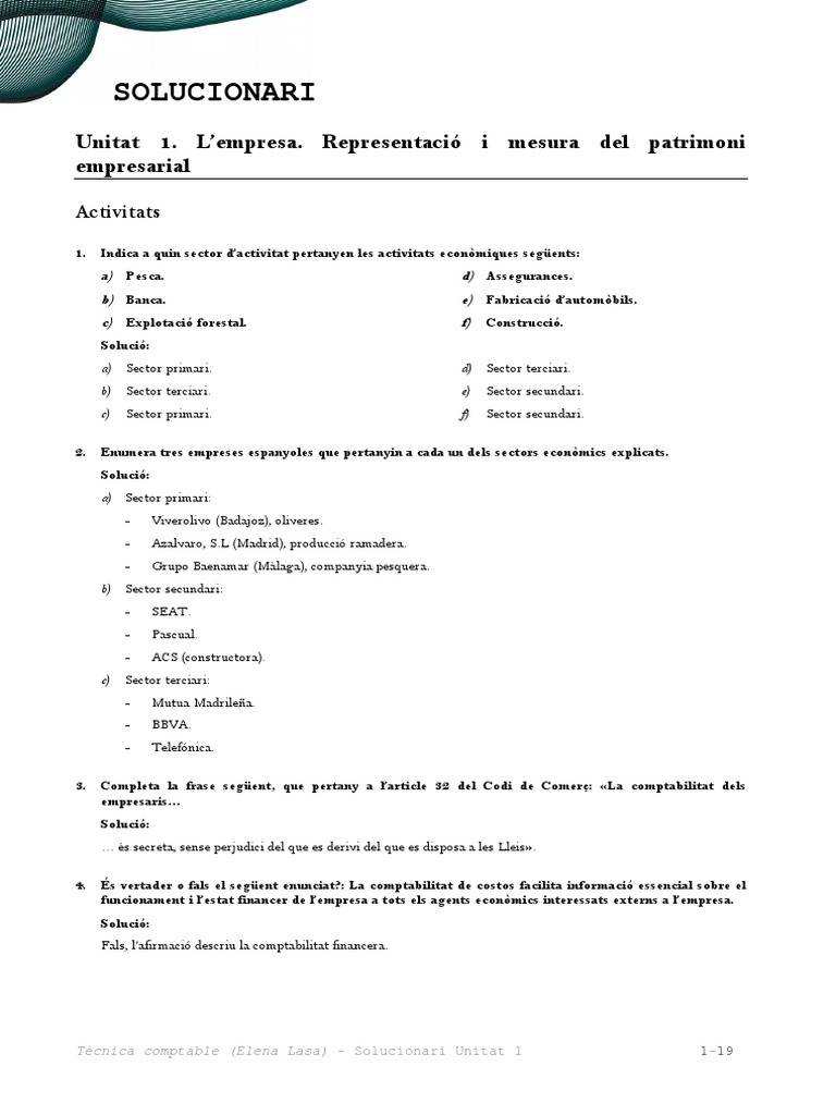 Unitat 01 Solucionari | PDF