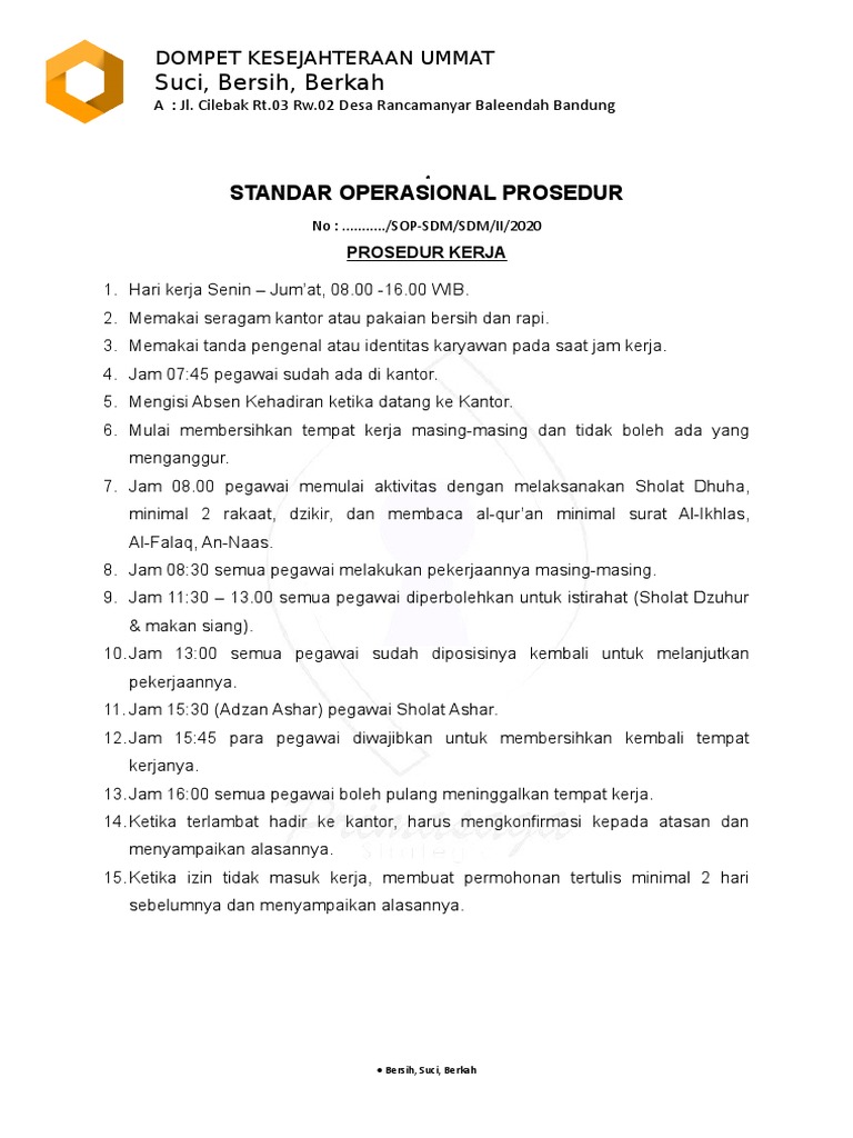 Contoh Sop Kerja | PDF