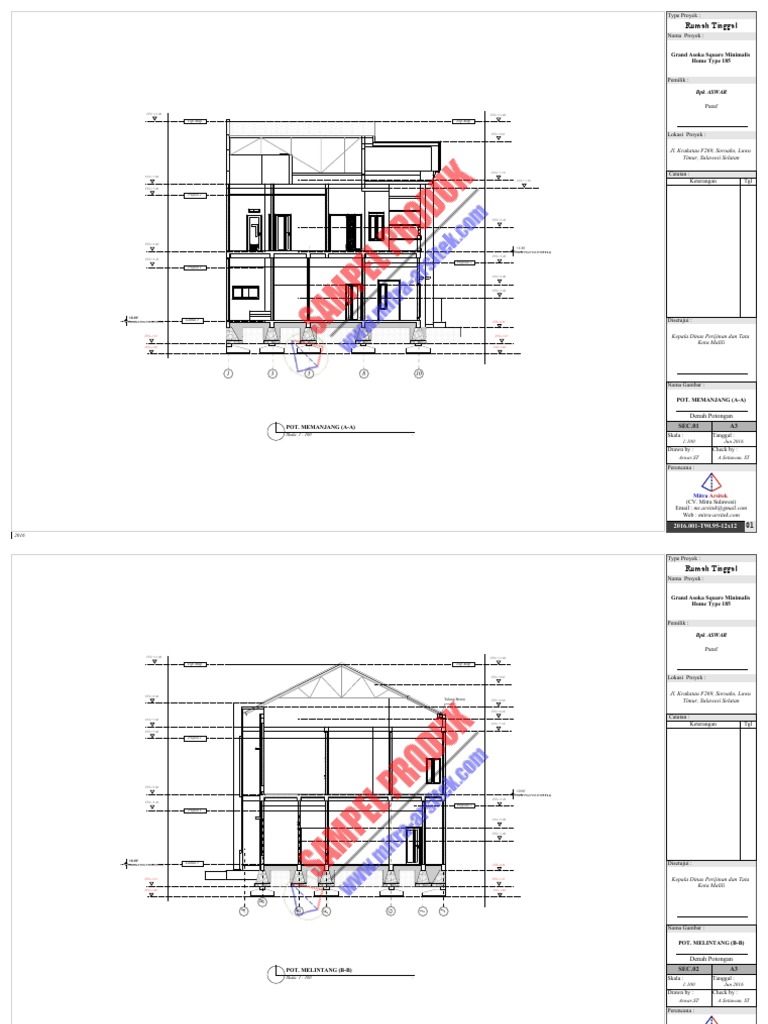 001.a3.16v1 - 3.gambar Kerja Potongan - Ok | PDF