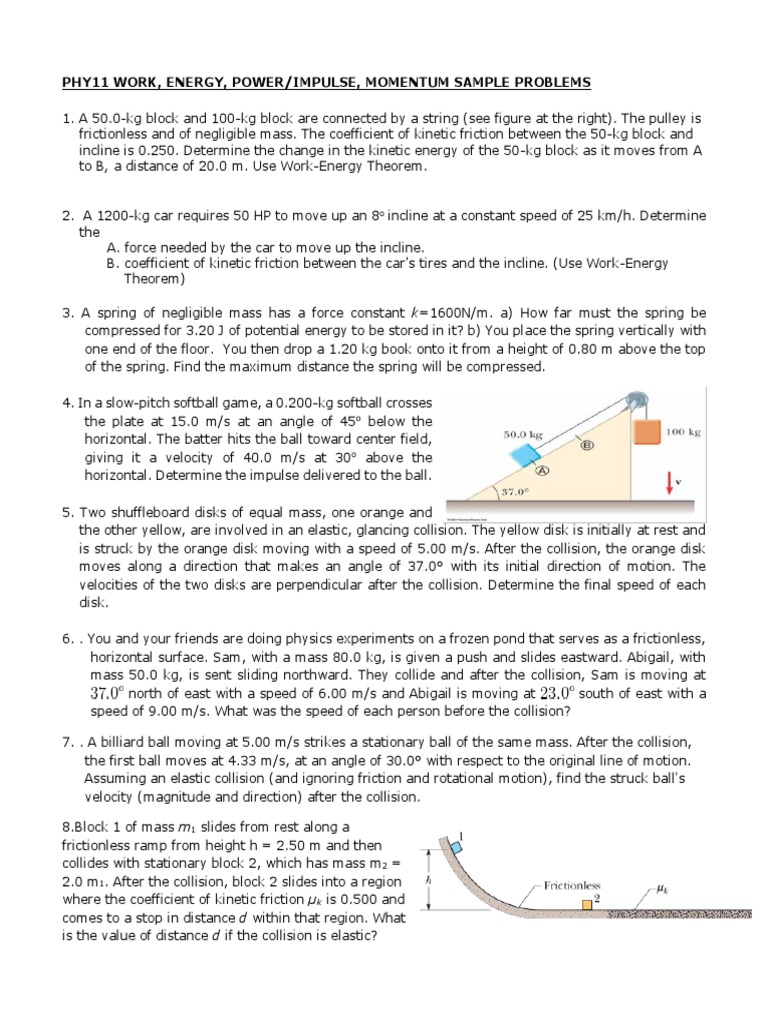 PHY11 Quiz 1 Sample Problems | PDF | Collision | Kinetic Energy