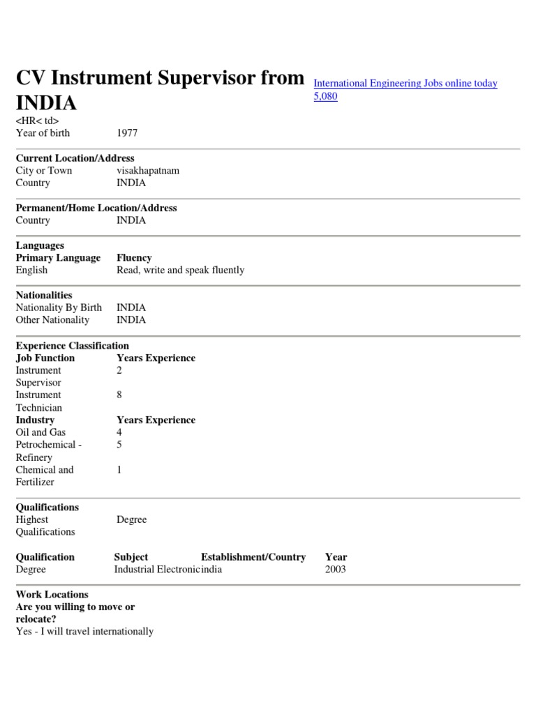 Instrument CV | PDF | Instrumentation | Programmable Logic Controller