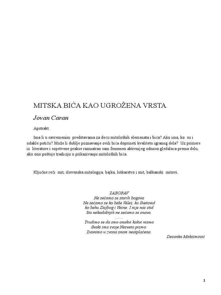 Mitska Bica Kao Ugrozena Vrsta | PDF