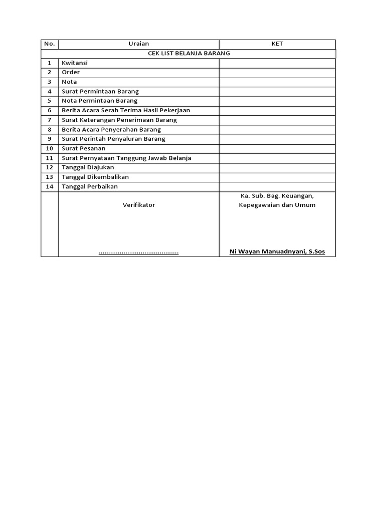 Check List SPJ | PDF