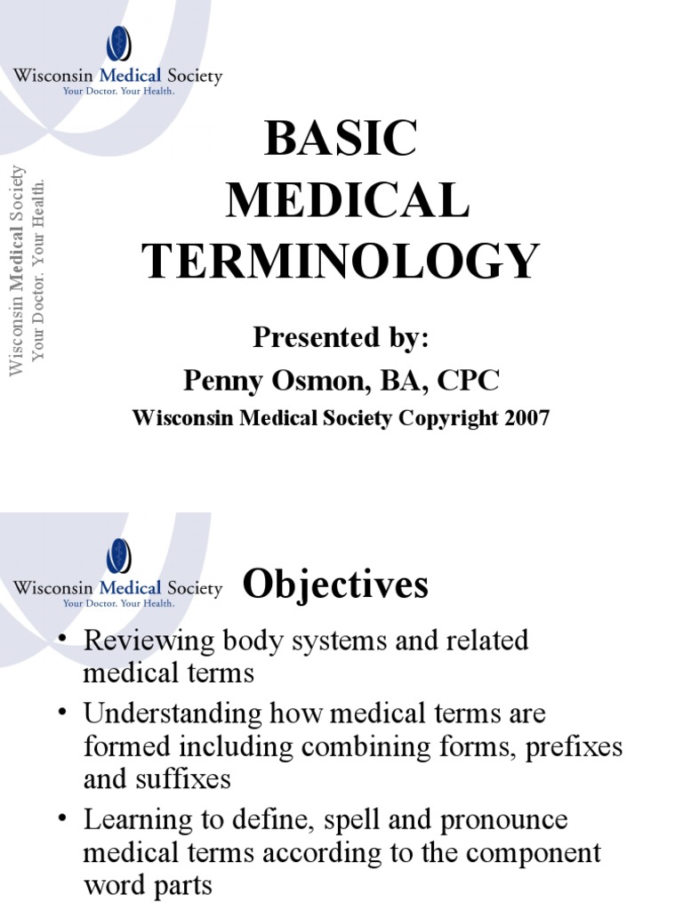 Basic Medical Terminology: Presented By: Penny Osmon, BA, CPC | PDF ...