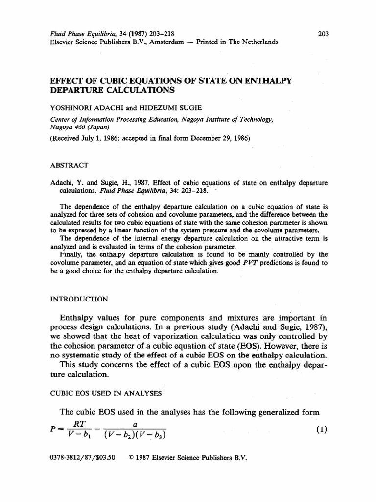 Enthalpy Departure and EOS | PDF | Enthalpy | Mathematical Physics
