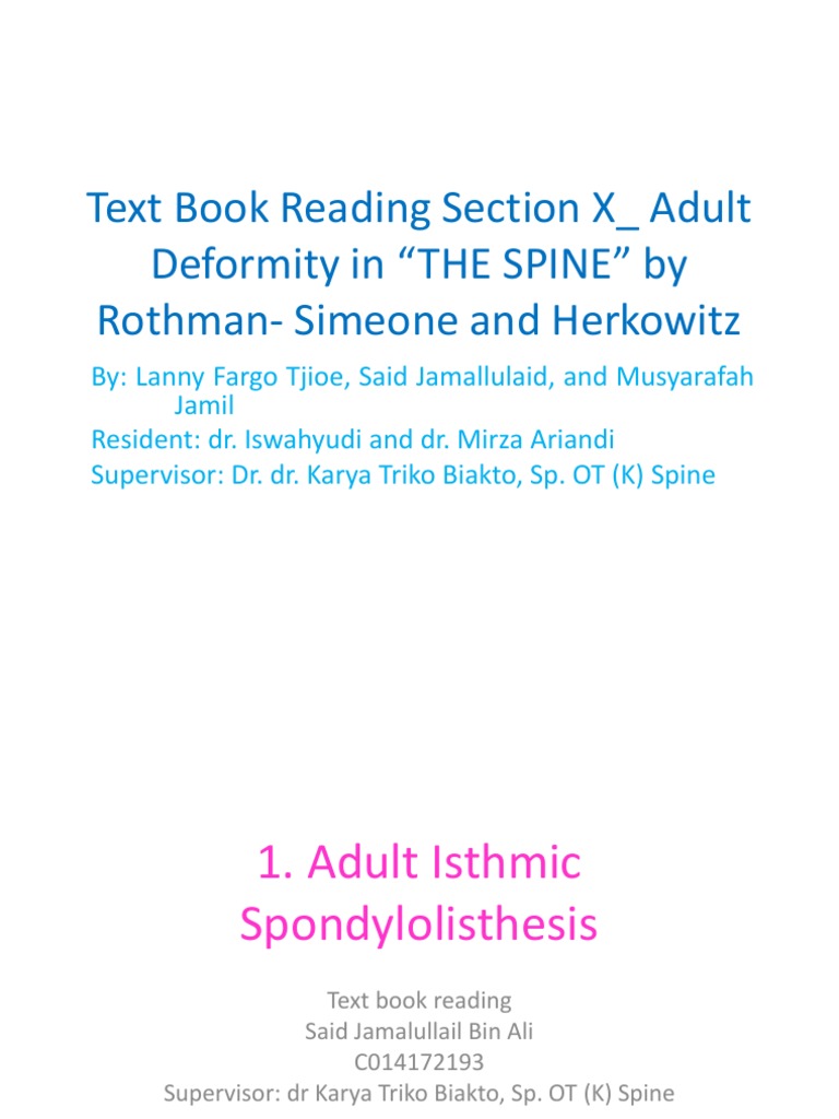 Textbook Reading (THE SPINE BY ROTHMAN | PDF | Vertebra | Scoliosis