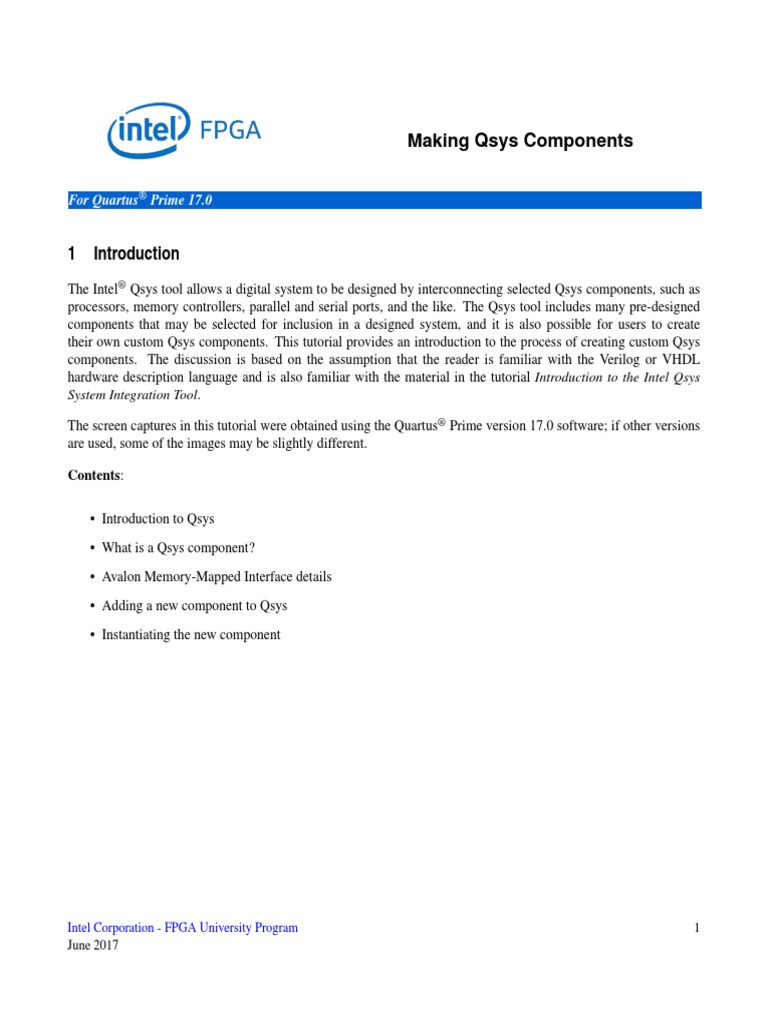 Making Qsys Components | PDF | Field Programmable Gate Array | Hardware ...
