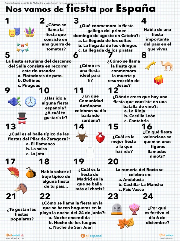 Actividad Fiestas Tradiciones de Espana Clase Ele | PDF | Religión y ...