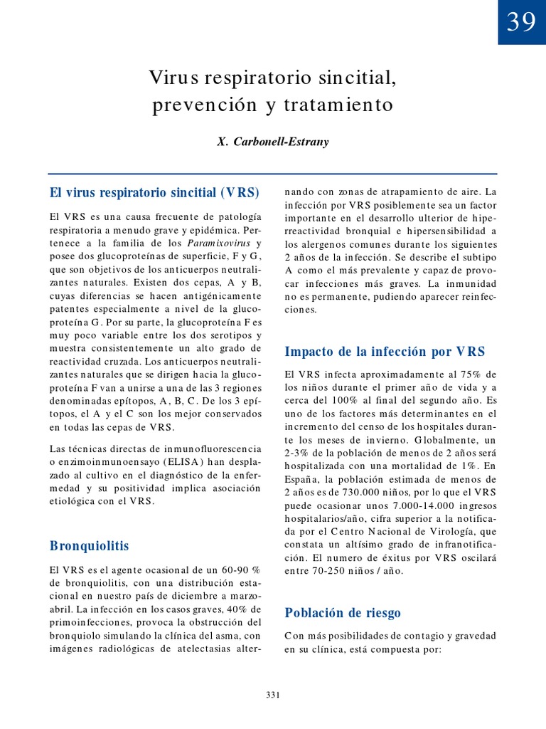 Virus Sincitial Respiratorio: Impacto y Prevención | PDF | Sistema ...
