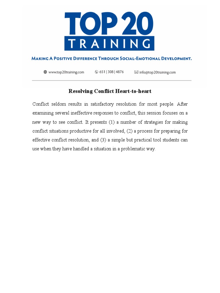 Resolving Conflict Heart To Heart | PDF