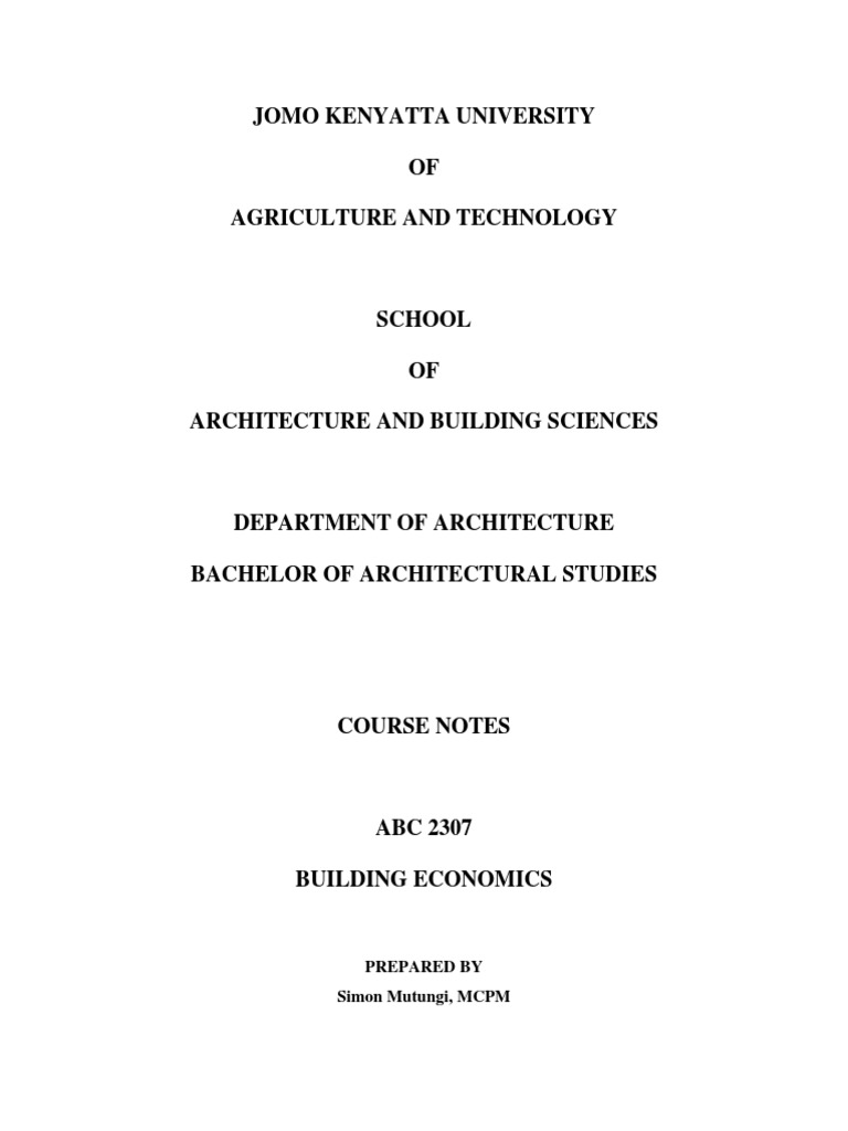 ABA 2307 Building Economics Notes BATCH 1 | PDF | Supply (Economics ...