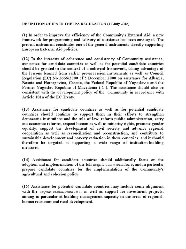 Definition of Ipa in The Ipa Regulation | PDF