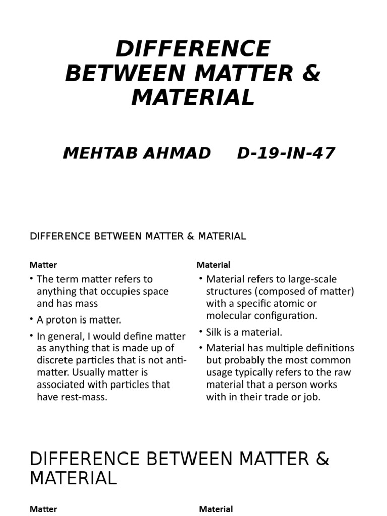Difference Between Matter & Material | PDF