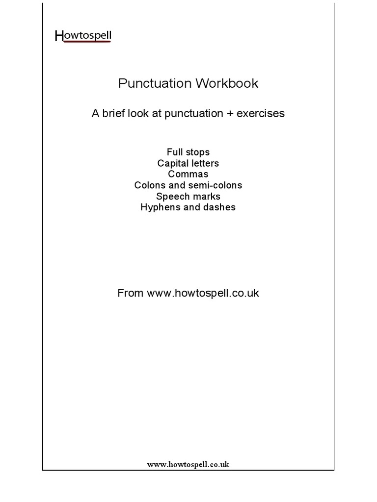 Punctuation Workbook | PDF | Comma | Bracket