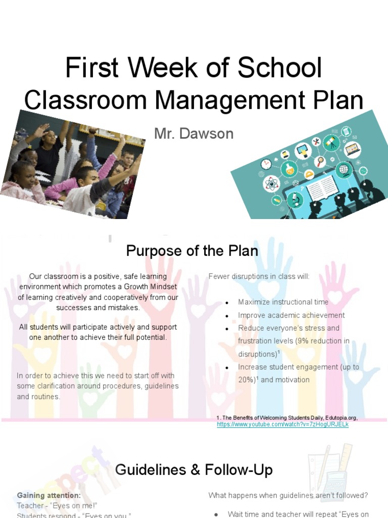 First Week Of School Classroom Management Plan Pdf Classroom