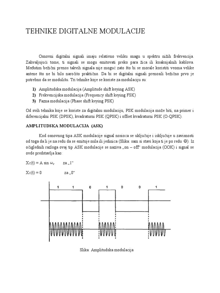 Tehnike Digitalne Modulacije | PDF