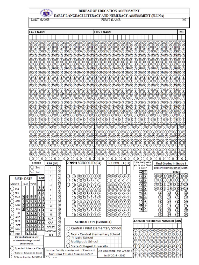 ELLNA Name Grid Template for Grades 3-4 | PDF | Language Arts & Discipline