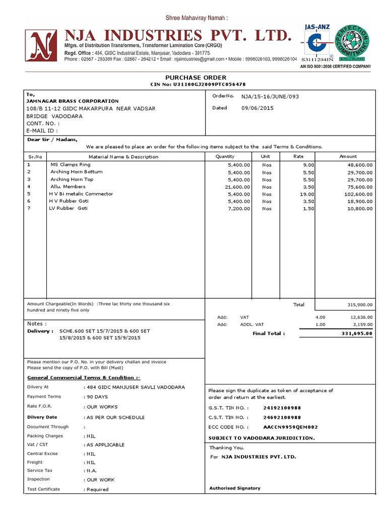Jamnagar 093 PDF | PDF | Invoice | Value Added Tax