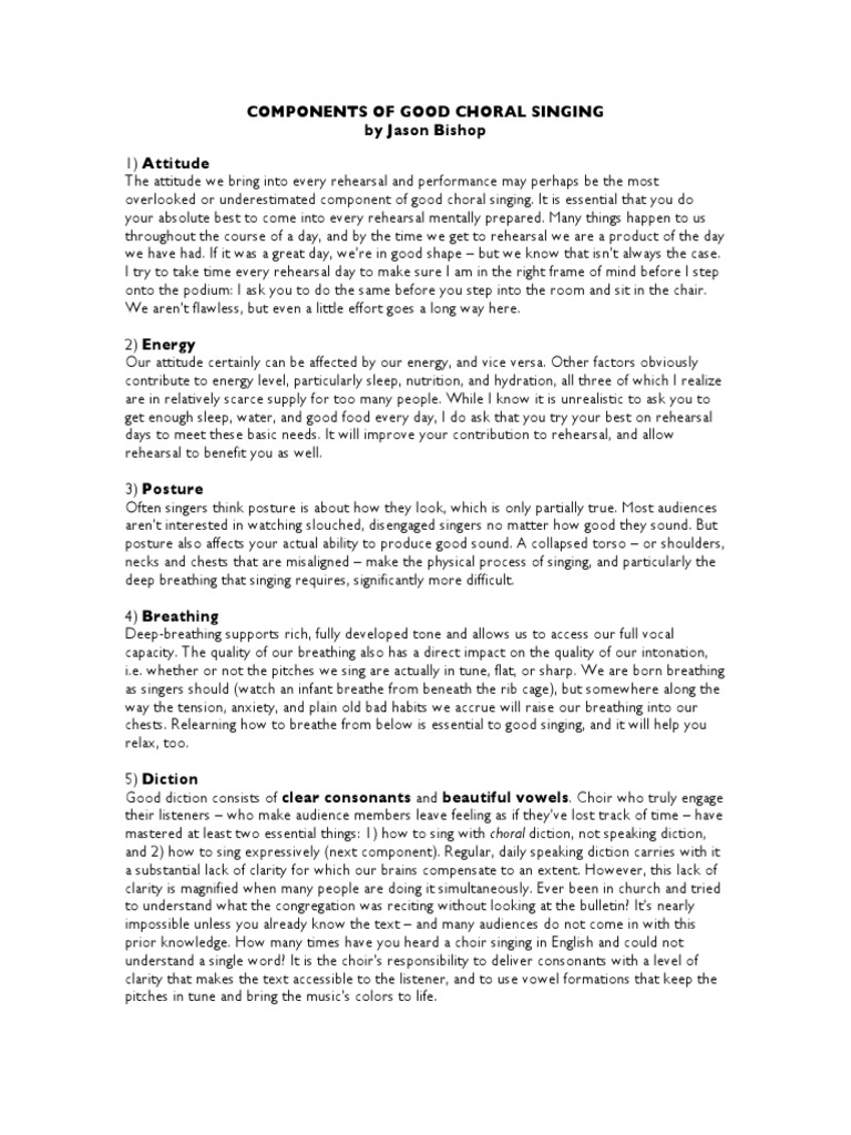 Components of Good Choral Singing | PDF | Singing | Psychological Concepts