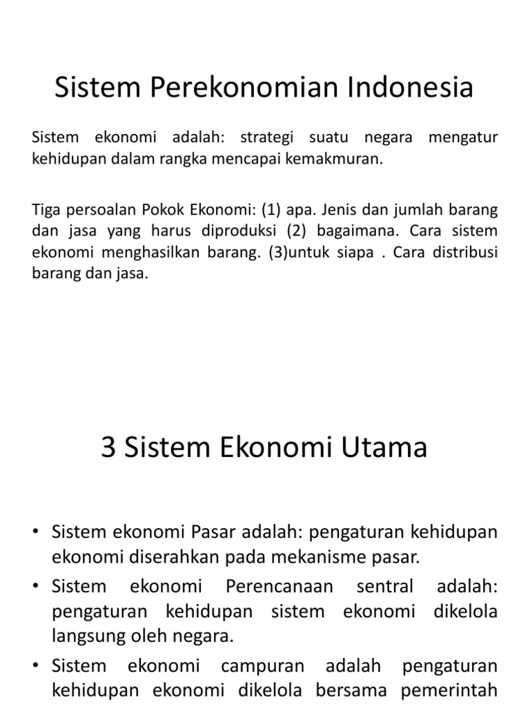 Sistem Perekonomian Indonesia | PDF