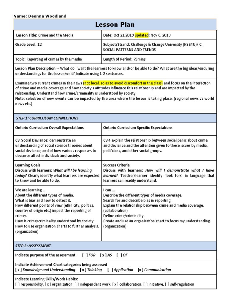 Hsb4u Lesson Plan 3 Edited For Portfolio | PDF | Media Bias ...