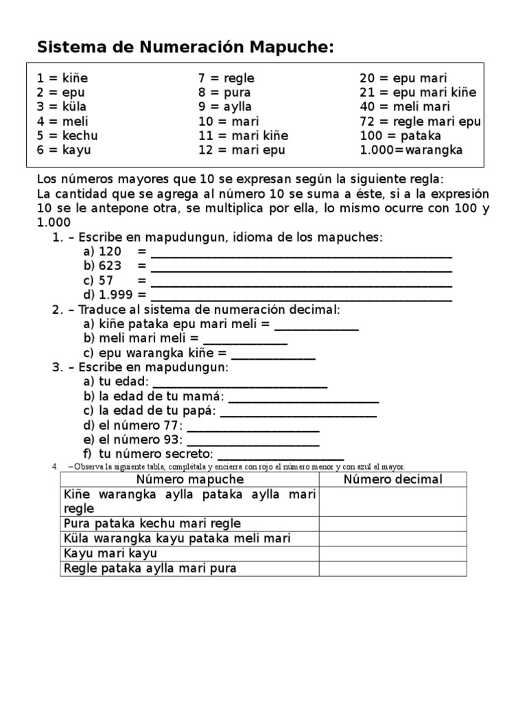 Numeros Mapuches | PDF