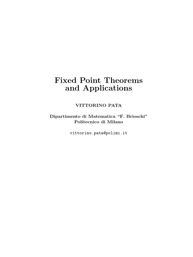 Fixed Point Theorems Guide | PDF | Banach Space | Continuous Function