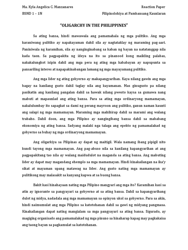 Reaction Paper | PDF