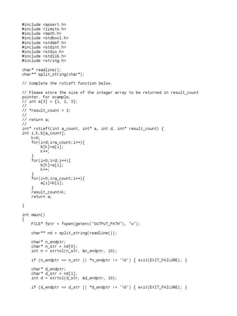 Left Rotation - Hackerrank | PDF | Numbers | Notation