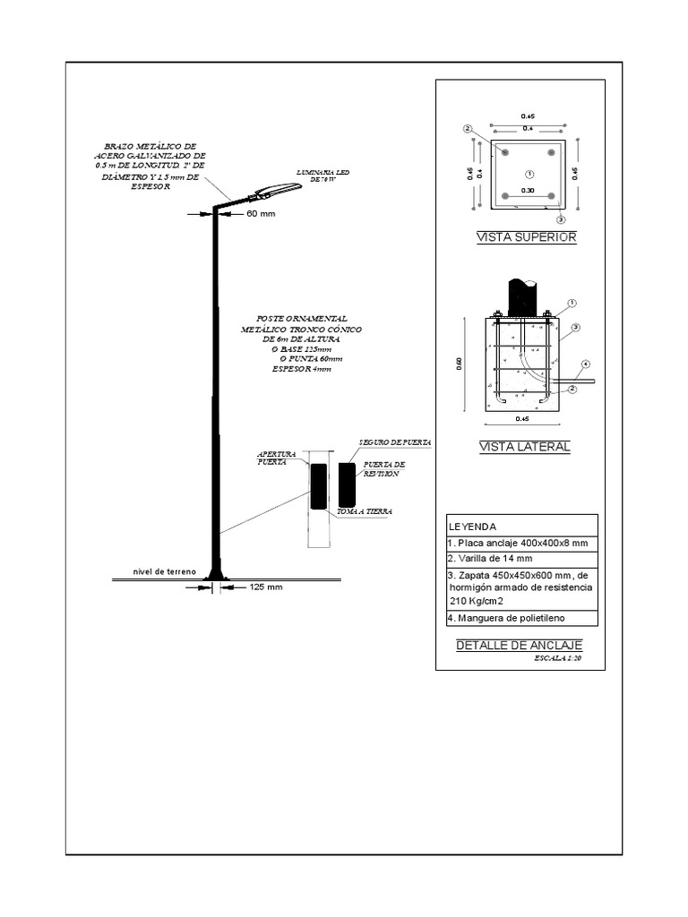 Luminarias en Poste Led de 70W | PDF | Materiales | Materiales de ...