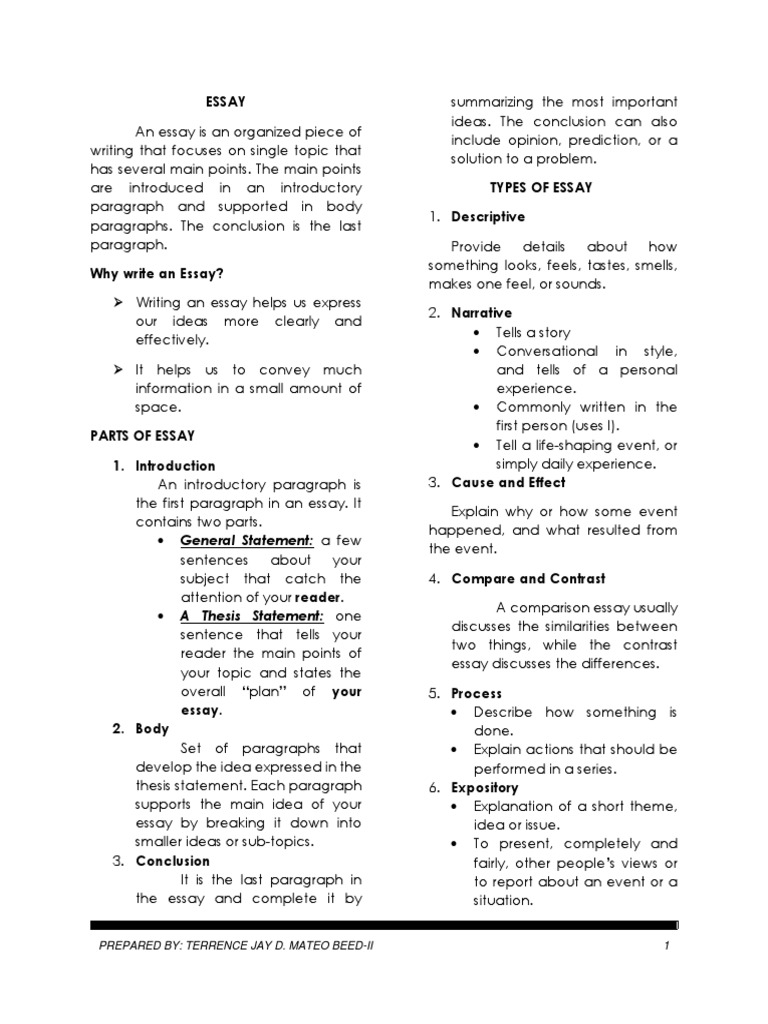 A Comprehensive Guide to Essay Writing and the Elements of Drama | PDF ...