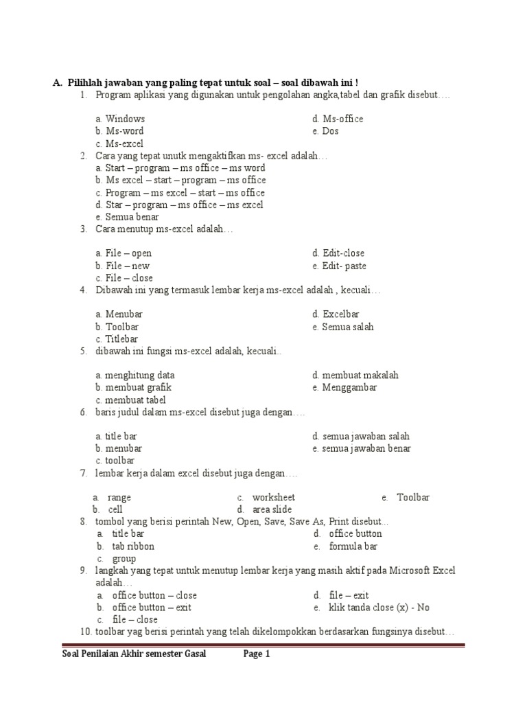Soal Spreadsheet | PDF