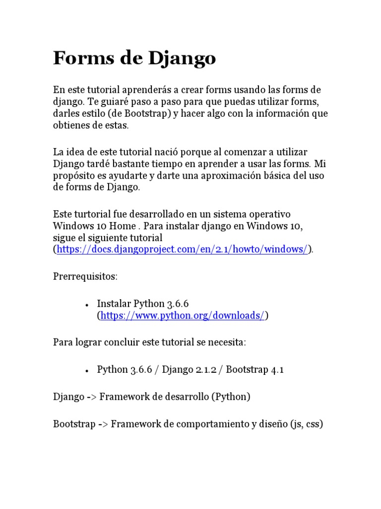 Forms de Django | PDF | Widget (Gui) | Bootstrap (marco frontal)