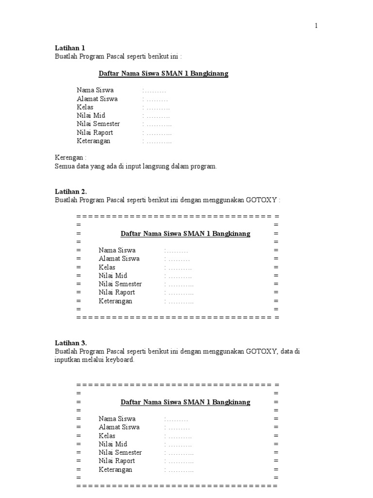 Latihan Pascal | PDF