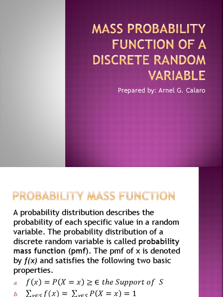 2 - Mass Probability Function of A Discrete Random Variable | PDF ...