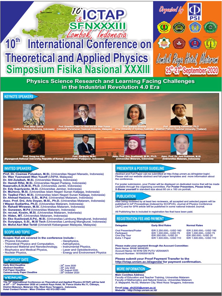 Pamflet ICTAP and SFN 2020 | PDF | Natural Sciences | Physics