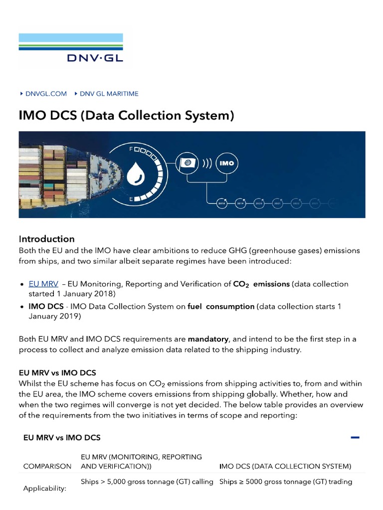 EU MRV Vs IMO DCS | PDF