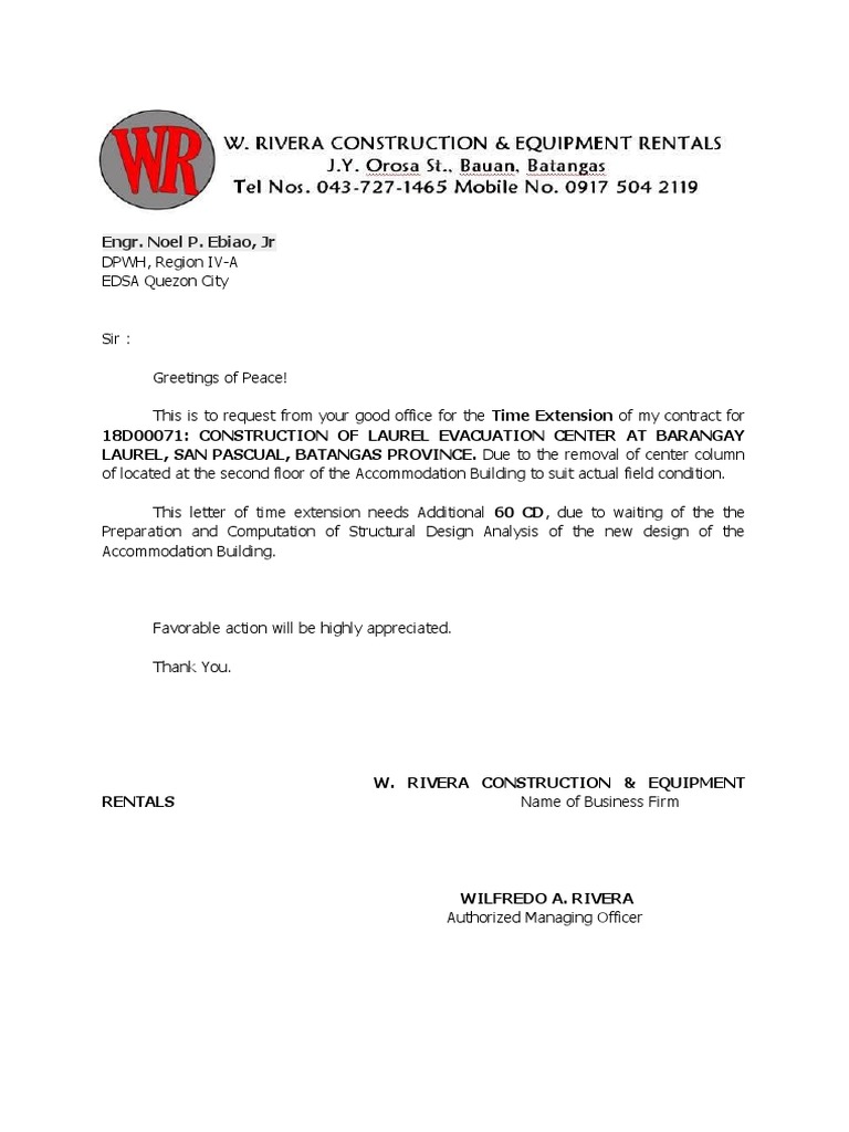 Sample Letter For Variation Order | PDF